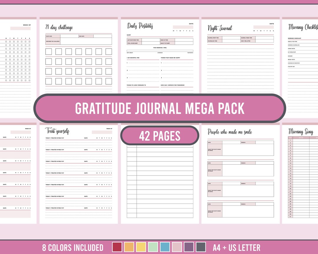 Gratitude Journal Printable, Happiness Journal, Depression Therapy ...
