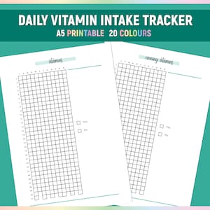 A5 Vitamins Tracker, Printable Vitamin Consumption Journal, Simple ...
