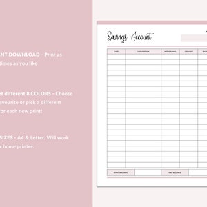 Savings Tracker Printable, Sinking Funds Tracker, Saving Log Sheet ...