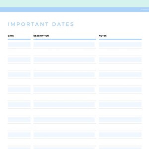 Editable Important Dates Tracker Printable, Fillable Important Dates ...