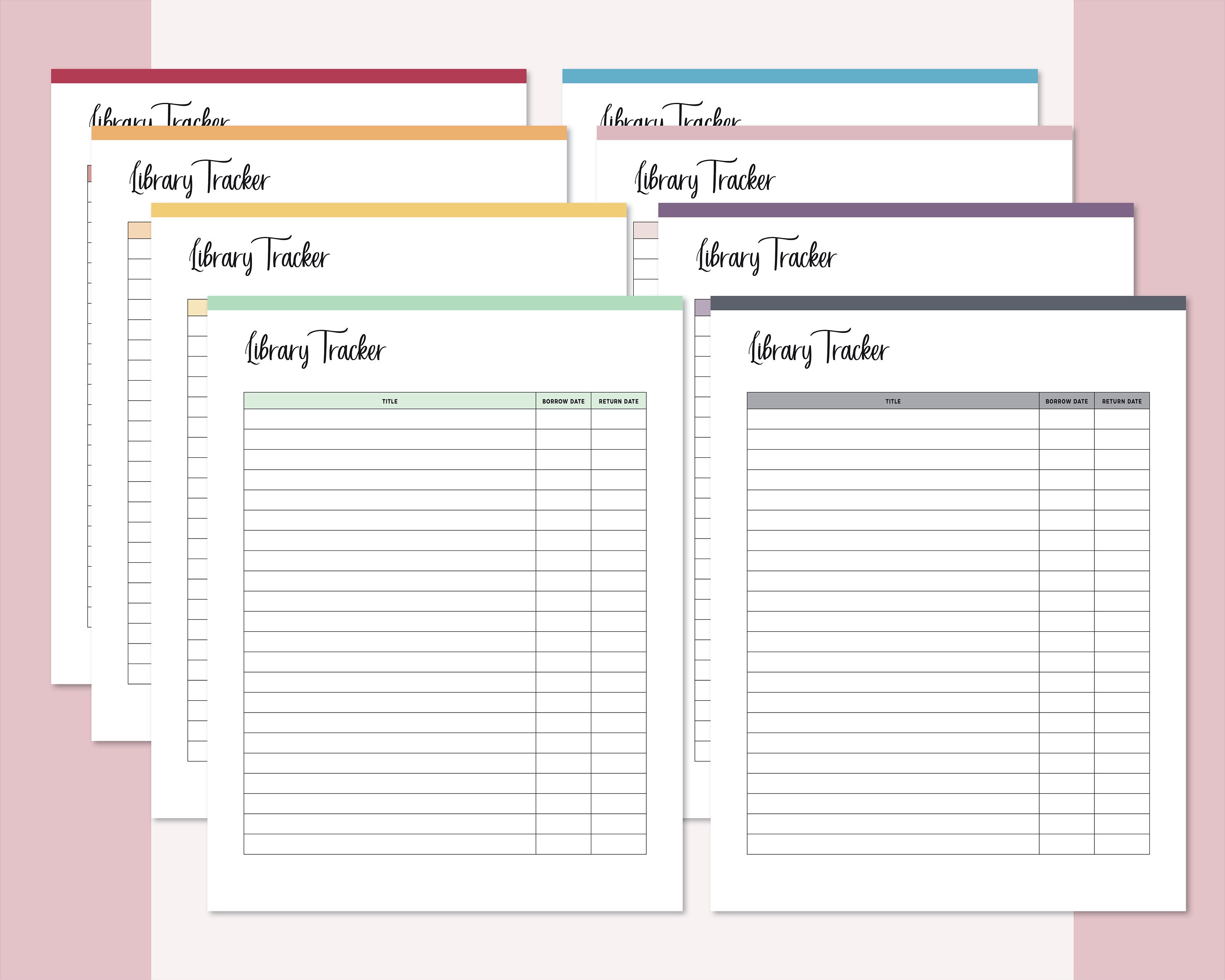Printable Library Book Tracker, Library Borrowing Planner, Library ...