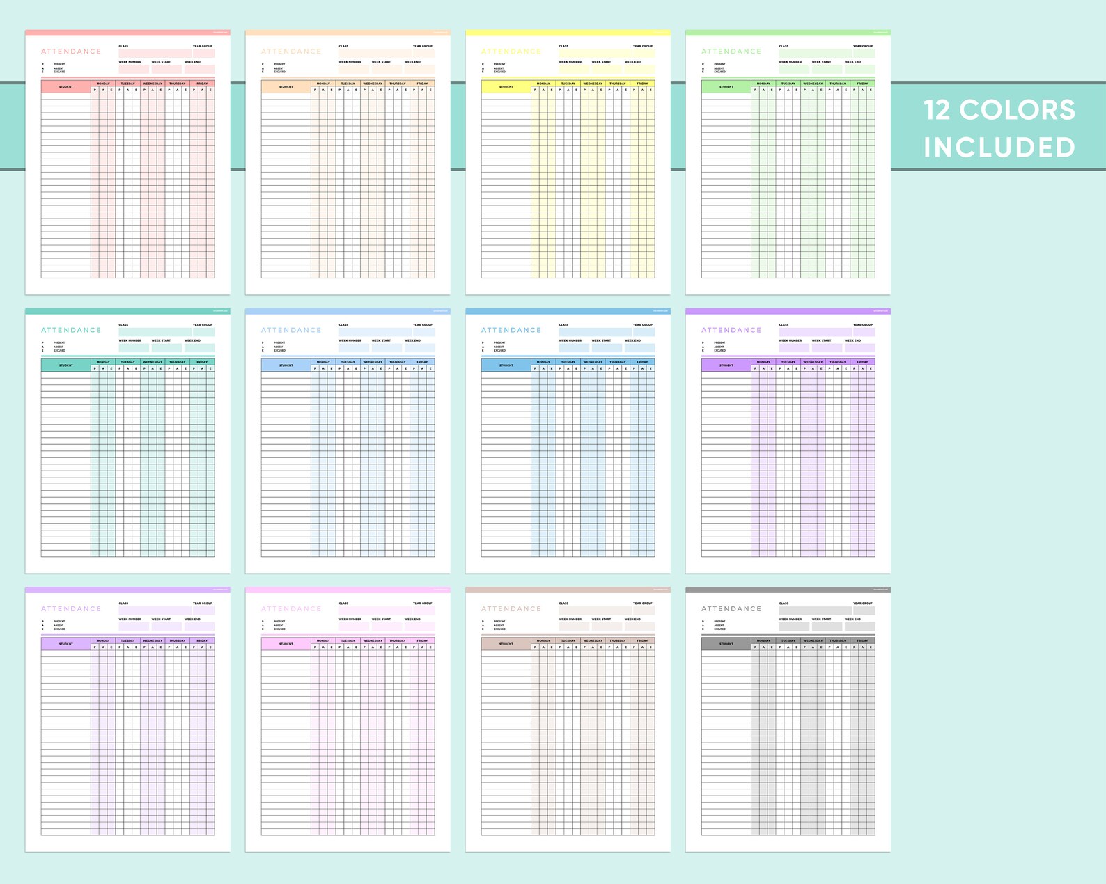 Editable Attendance Sheet Printable, School Attendance Log, Attendance ...