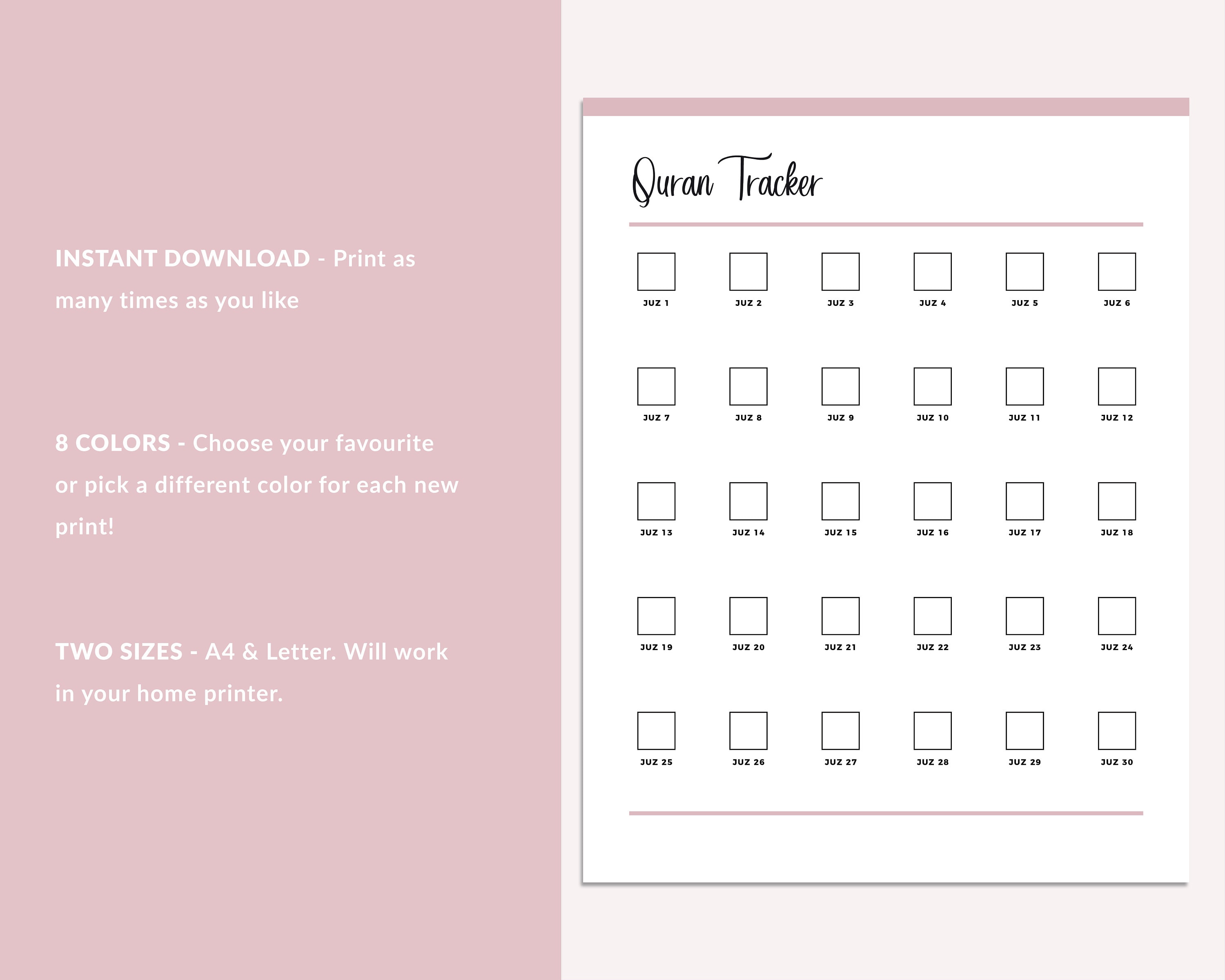 Printable Quran Tracker Quran Memorization Islamic Study | Etsy Australia