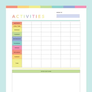 Printable Activity Tracker for Kids, Hobby Tracker for Children, Kids ...