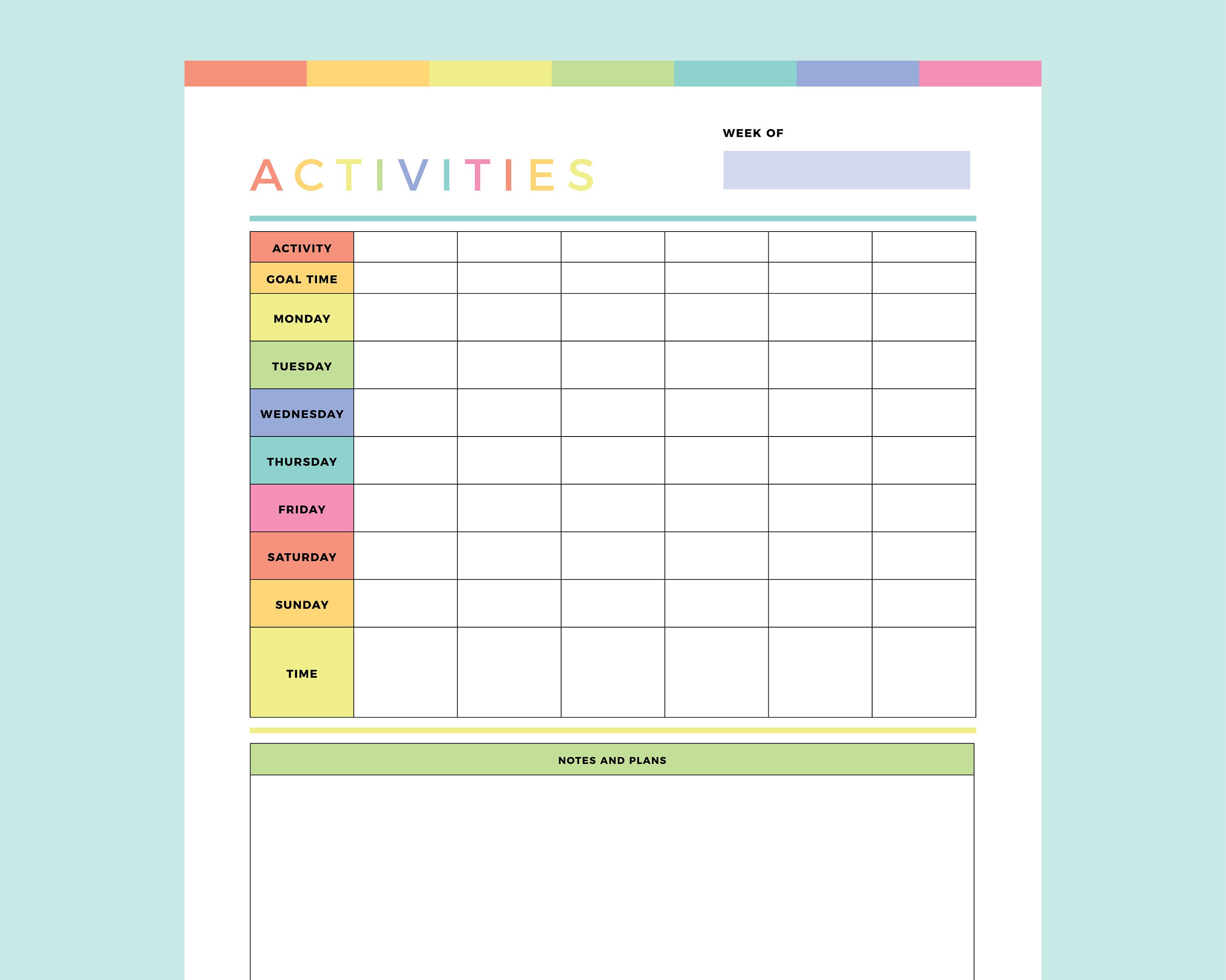 Printable Activity Tracker for Kids Hobby Tracker for | Etsy