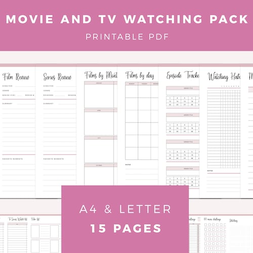 Printable Film Review Planner Movie Review Sheet A4 and - Etsy