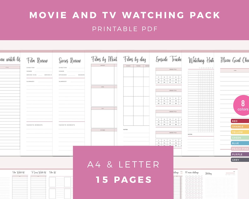 Movie Journal Printable Movie Tracker Film Journal TV - Etsy