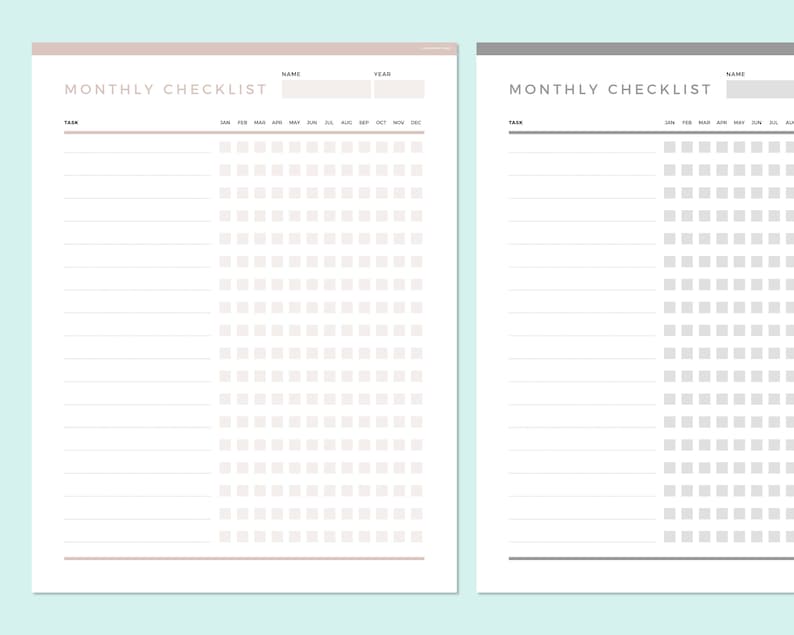 Editable Monthly Checklist Printable Month to Do List - Etsy