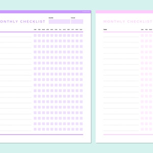 Editable Monthly Checklist Printable, Month to Do List, Monthly Chore ...