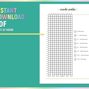 A5 Recorder Practice Tracker, Printable Recorder Training Journal ...
