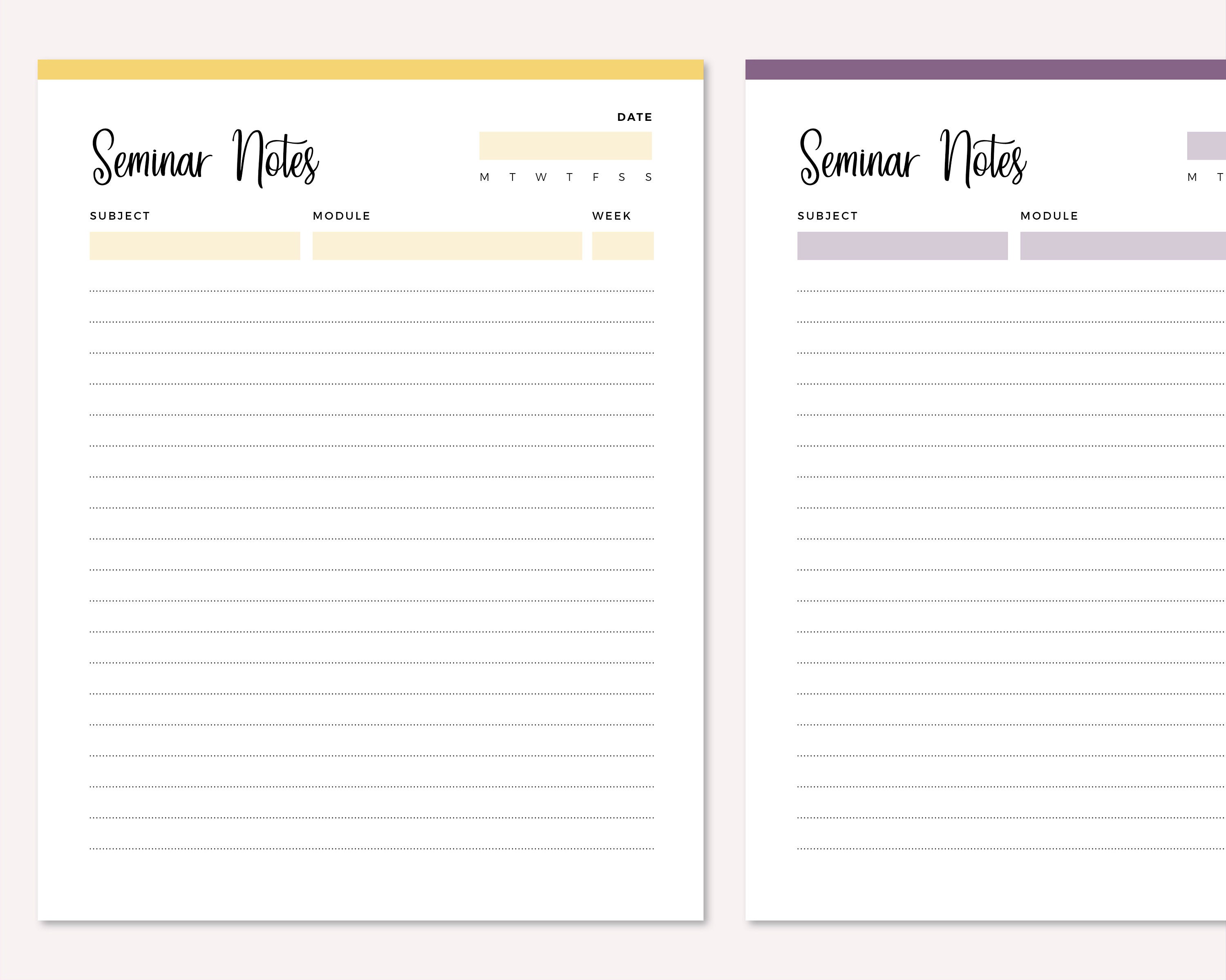 Printable Seminar Notes Print at Home College Student Ruled - Etsy