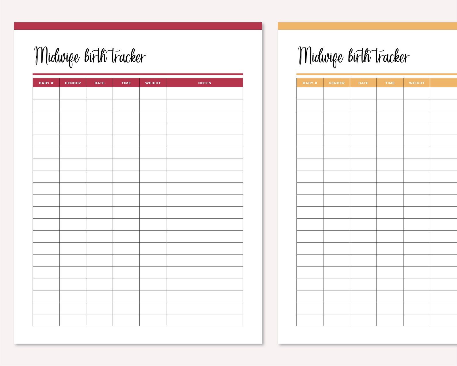 Printable Midwife Birth Tracker, Student Midwife Delivery Log, Babies ...