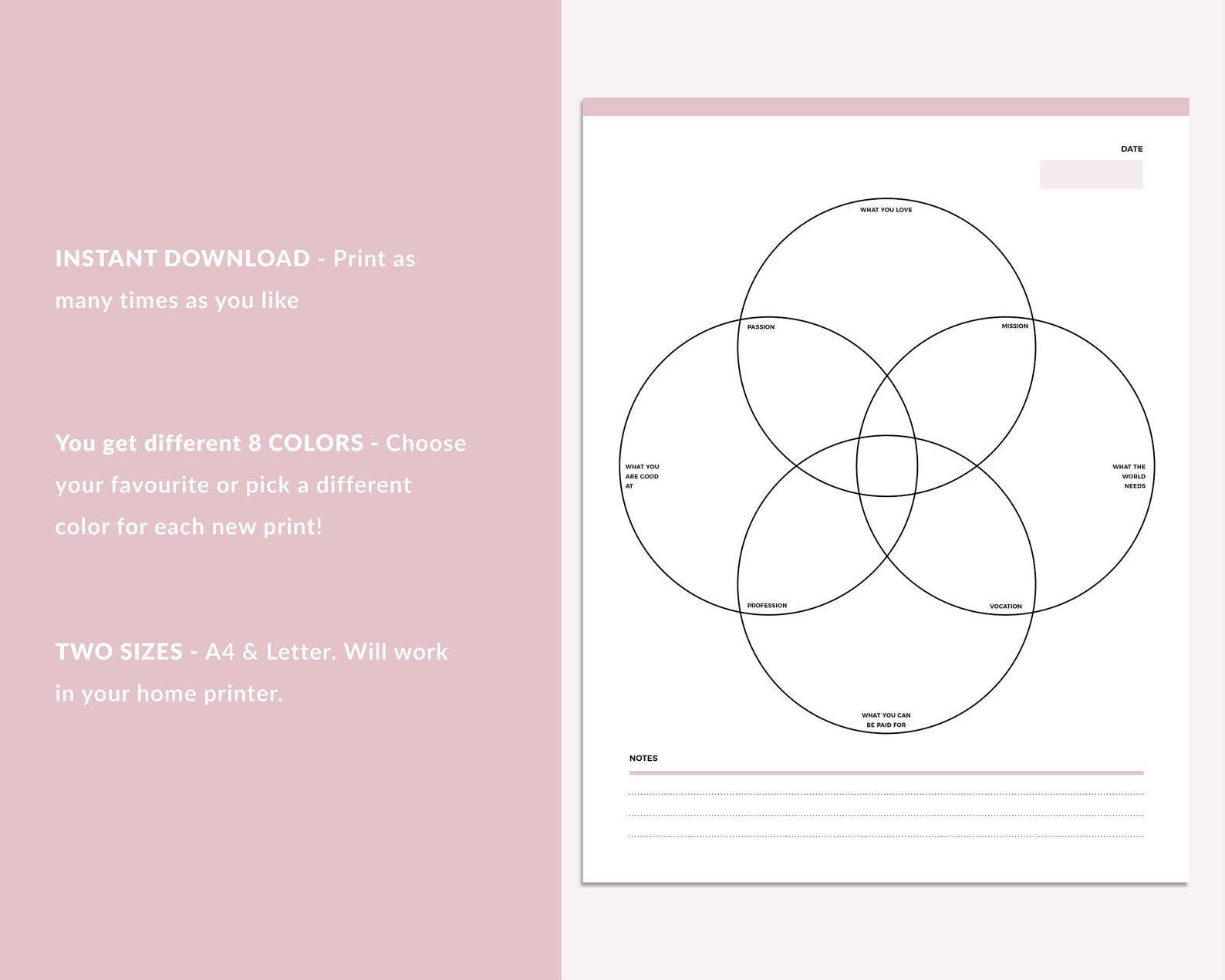 Printable Ikigai Brainstorming Template Lifes Purpose Tool - Etsy Australia