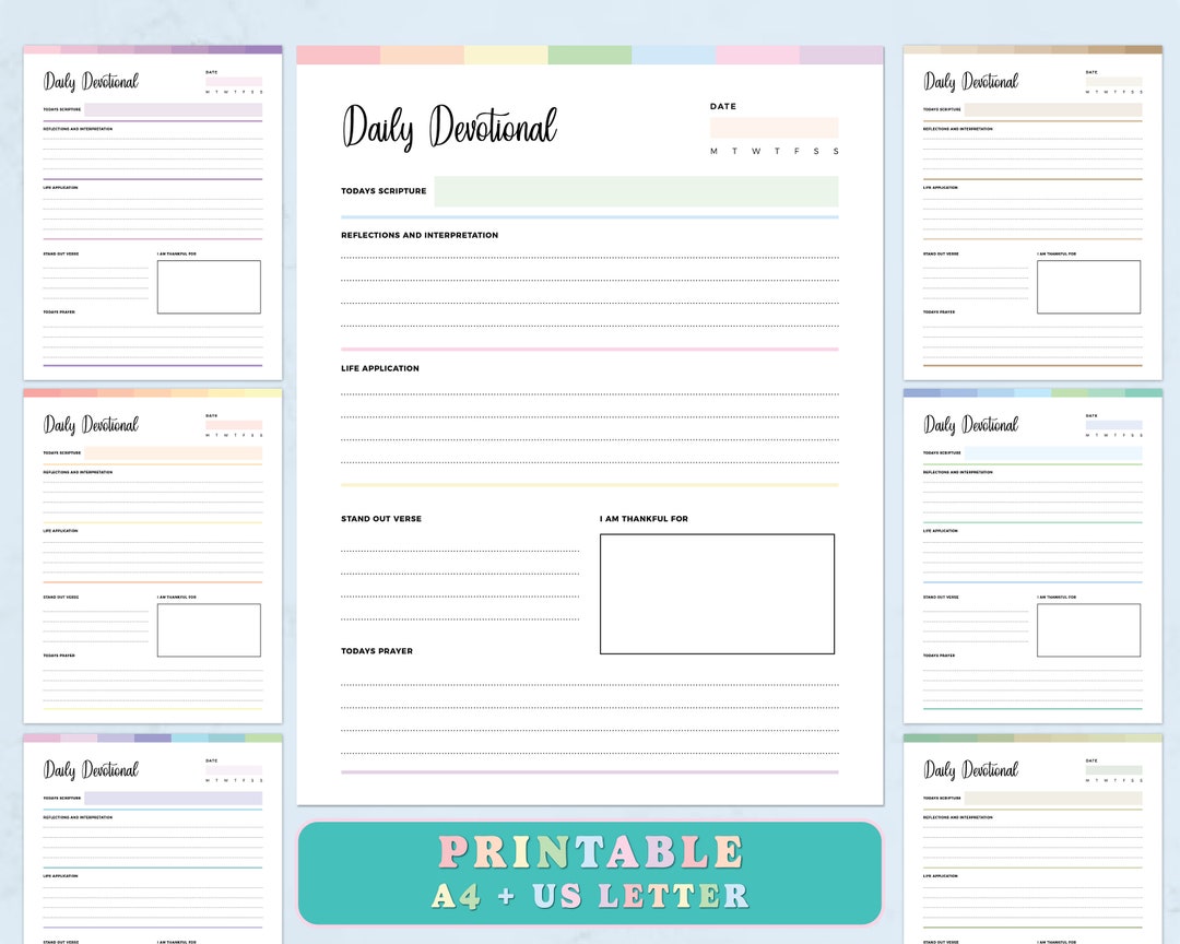 Daily Devotional Printable | Bible Scripture Study Template - Etsy