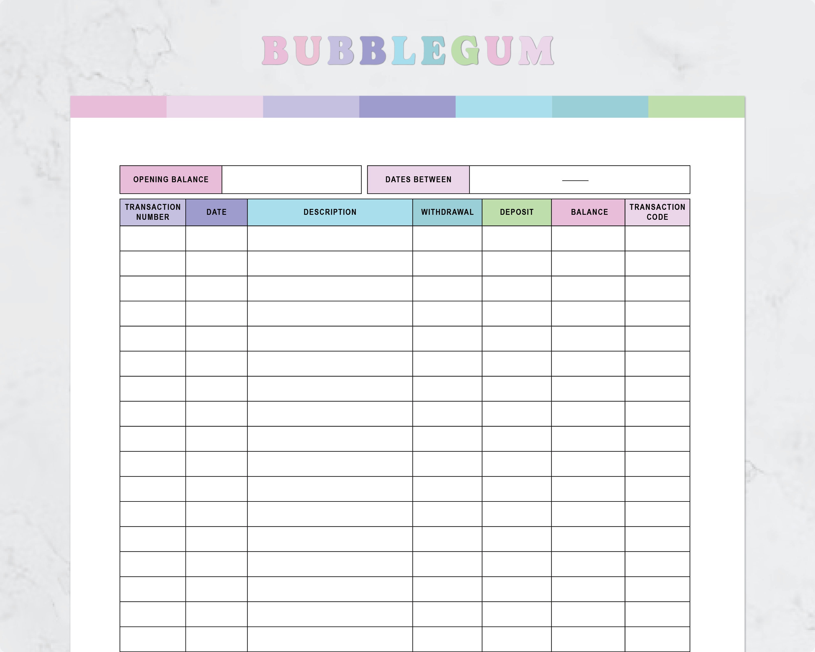 Printable Checkbook Register PDF, Check Book Balance Log, Account ...