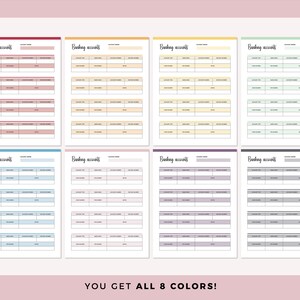 Bank Account Tracker Printable, Banking Account Information Sheet, Bank ...