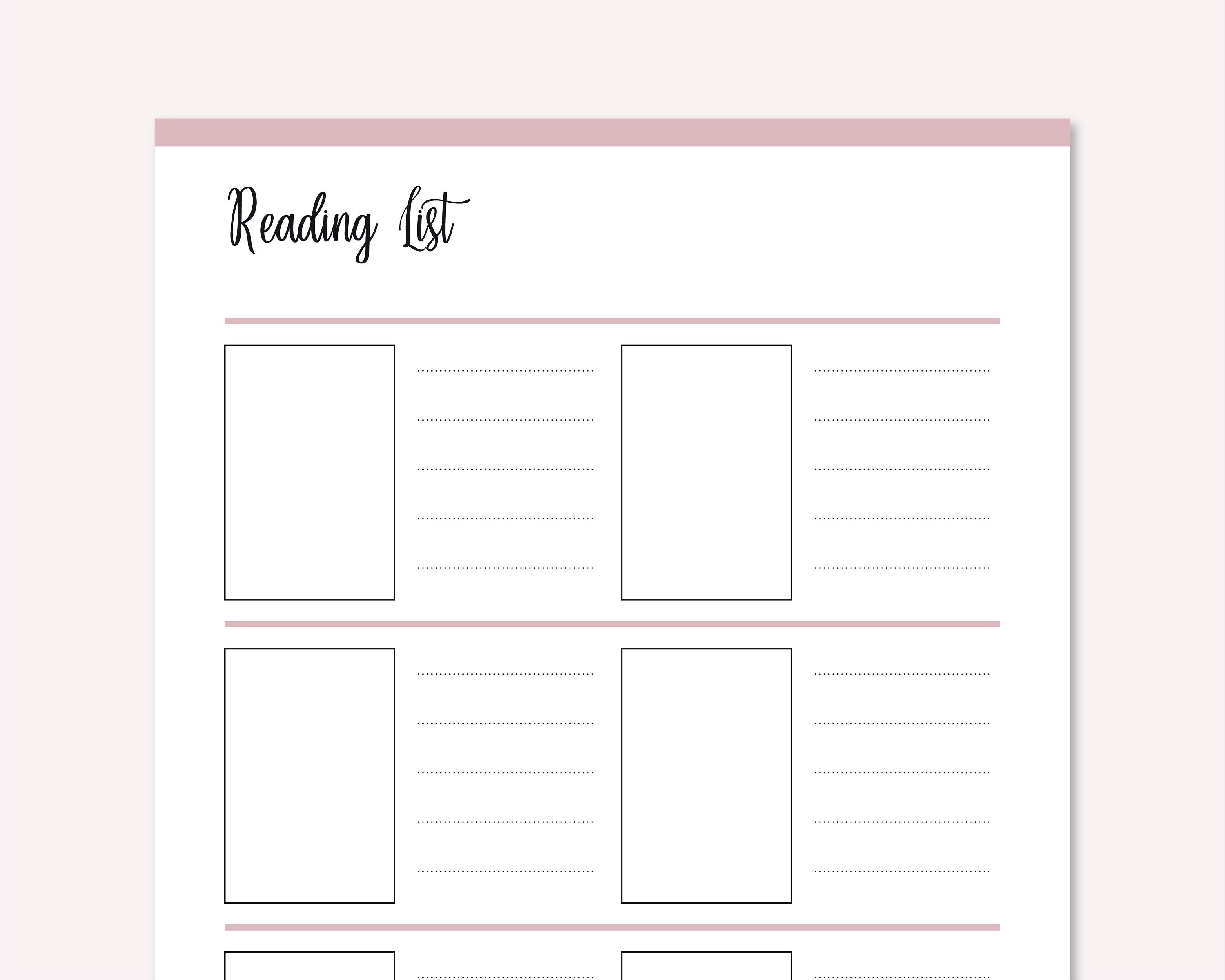 Printable Reading List Reading Log Book Reading Journal - Etsy