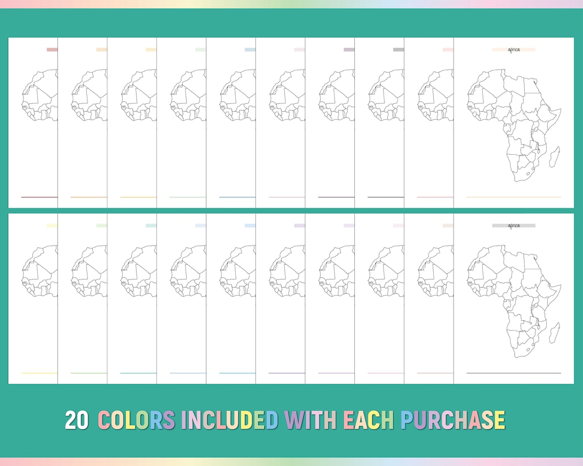 A5 Africa Travel Map Journal, Printable Africa Trip Tracker Tracker ...