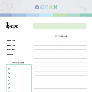 Recipe Template Printable, Blank Recipe Page, Cooking List Sheet ...