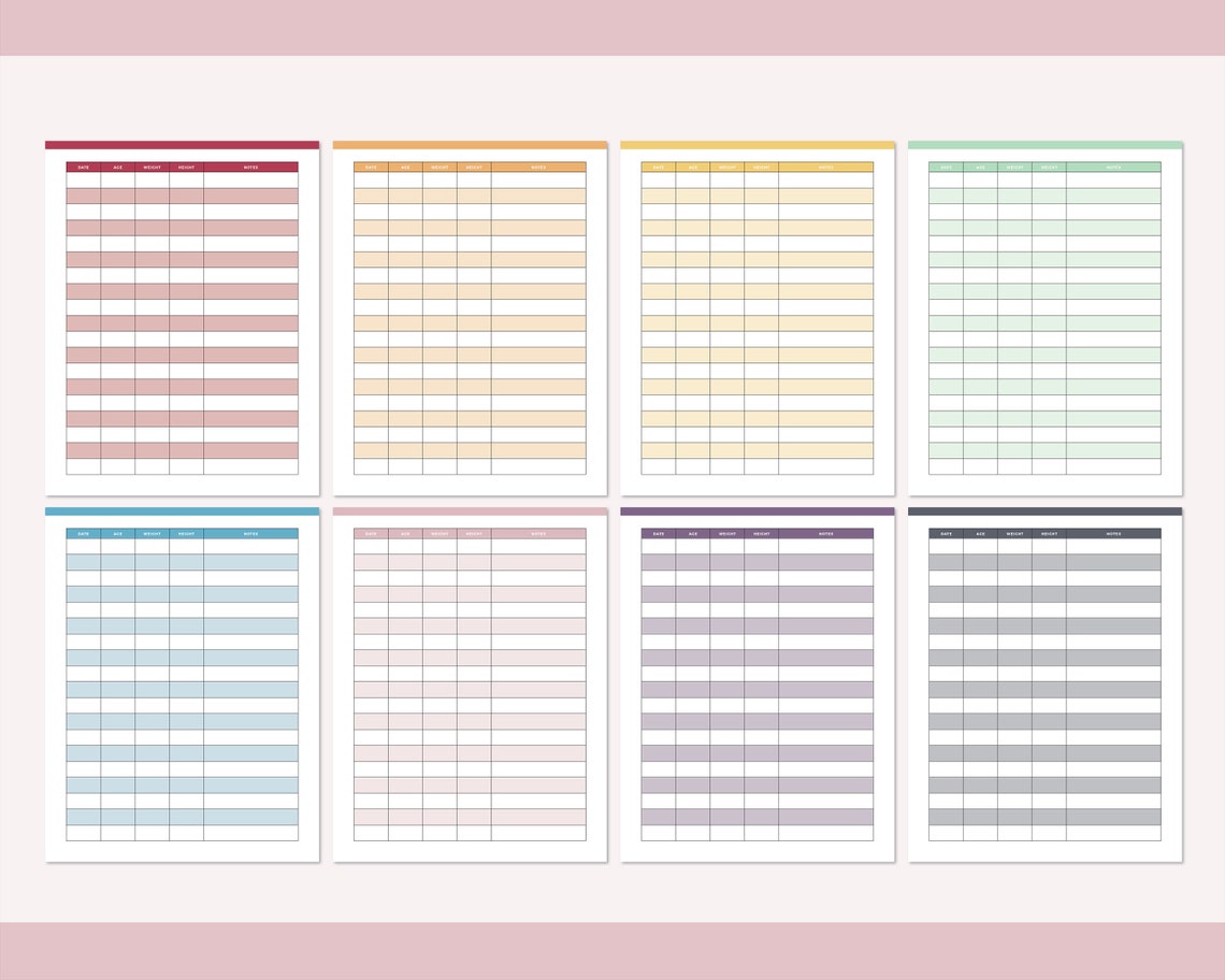 Printable Baby Growth Chart, Infant Growth Log, Growth Tracker, Newborn ...