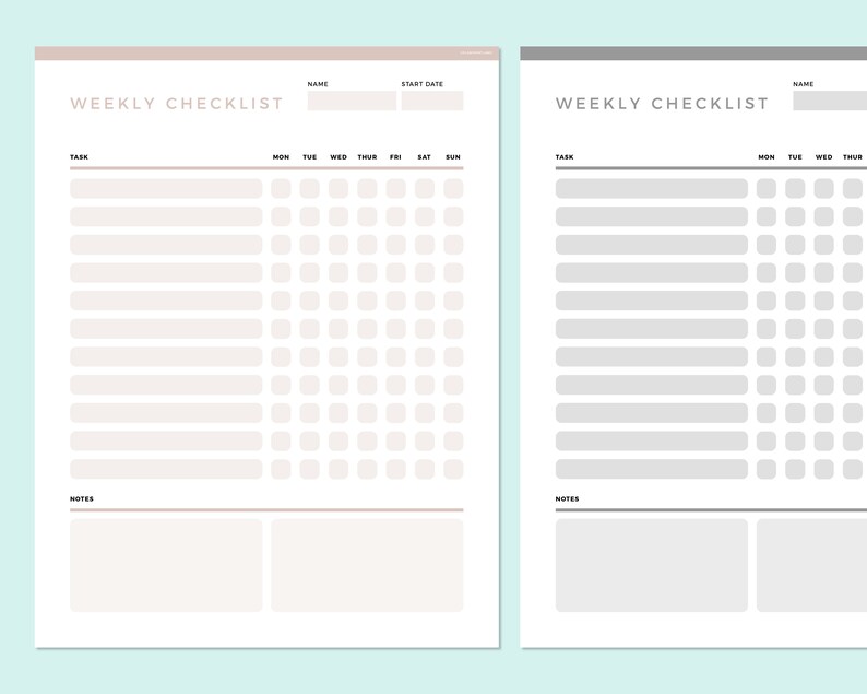 Editable Weekly Checklist Weekly Planner Weekly to Do List - Etsy