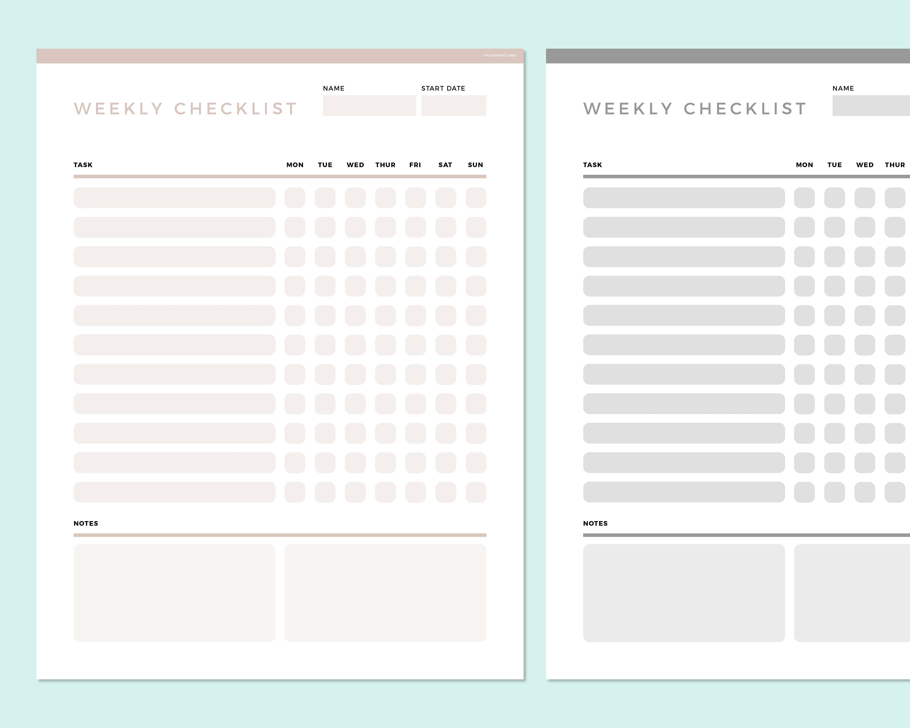 Editable Weekly Checklist Weekly Planner Weekly to Do List - Etsy