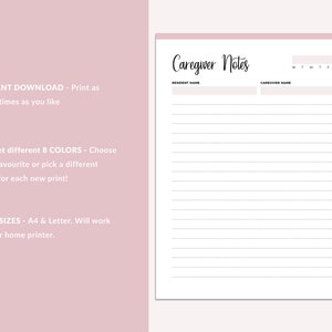 Caregiver Notes Printable, Care Giver Note Taking Skeet, Notes for ...