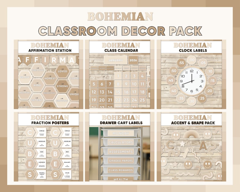 Bohemian Classroom Decor Bundle | Warm Brown Classroom Theme | Teacher ...