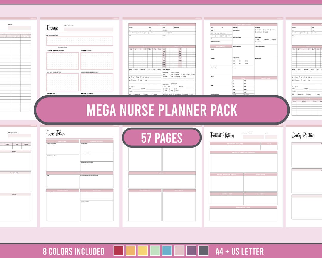 Printable Nurse Planner, Nursing Planner, Planner for Nurses, Nurse Day ...