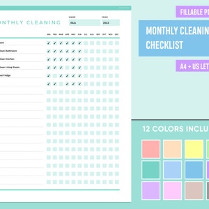 Editable Monthly Cleaning Checklist: Printable Chore Chart (fillable ...