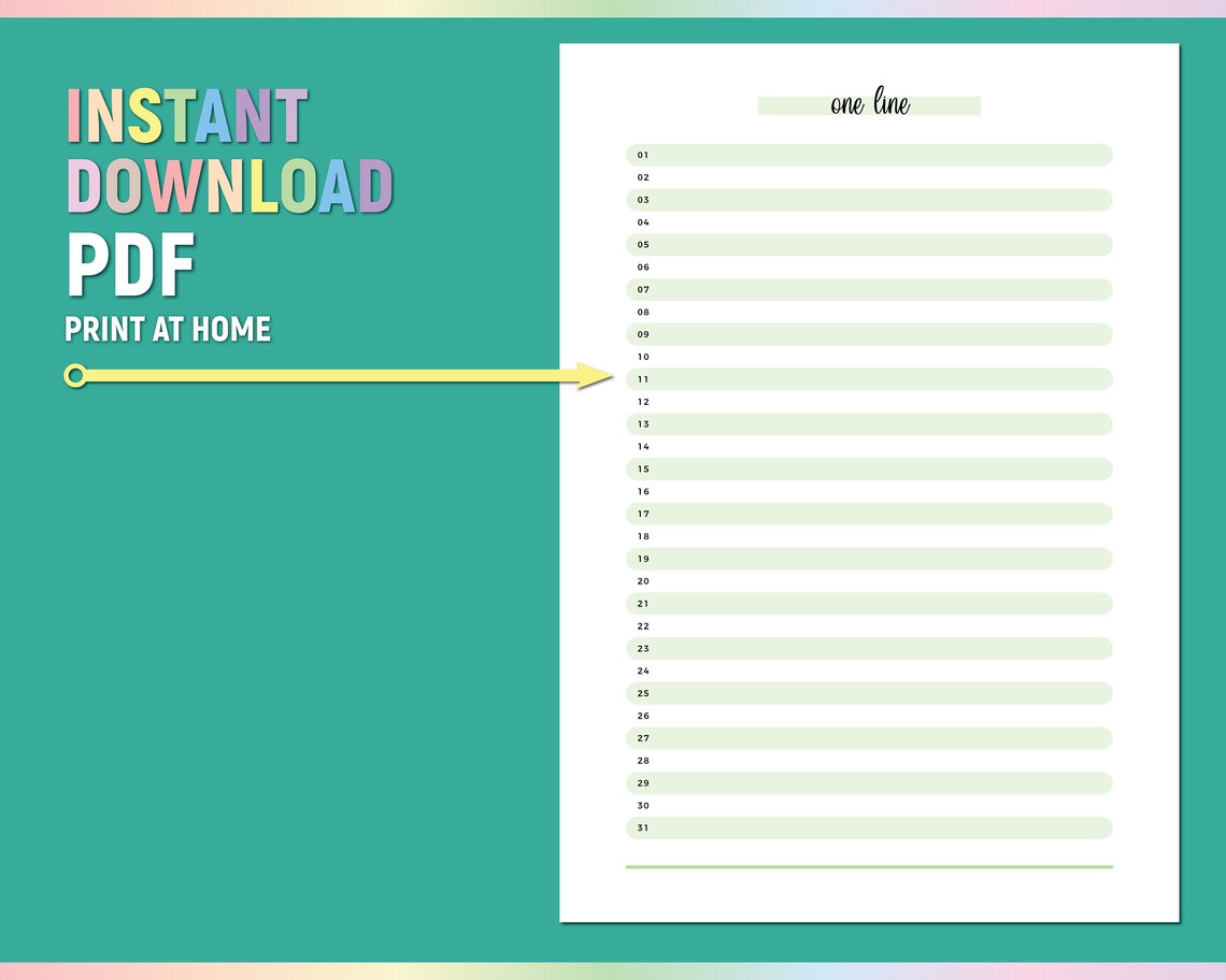 A5 One Line A Day Template, Printable Daily Sentence Tracker, Printable ...
