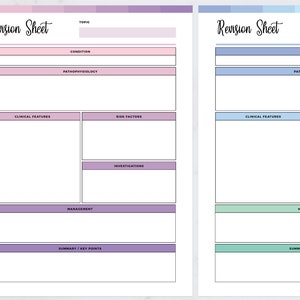 Printable Nursing Student Revision Sheet, Student Nurse Revision Sheet ...