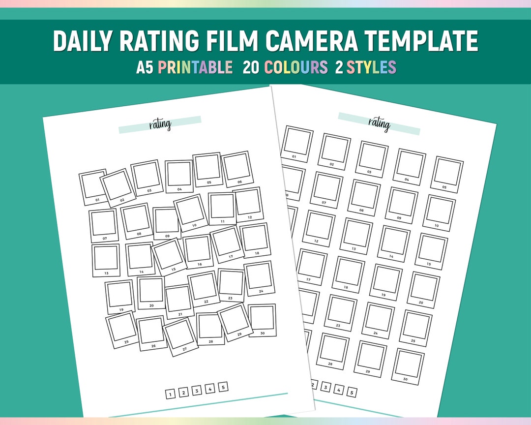 A5 Daily Rating Film Camera Template: Printable Day Review (PDF) - Etsy