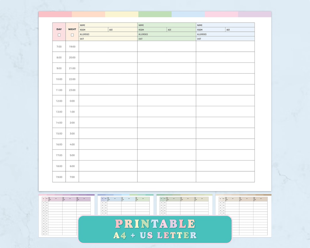 Printable 3 Patient Nurse Planner, Nurse Shift Planner, Nursing Patient ...