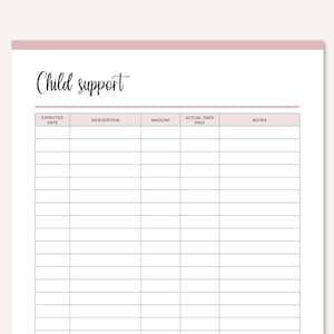 Printable Child Support Payment Tracker, Child Custody Pay Tracking ...
