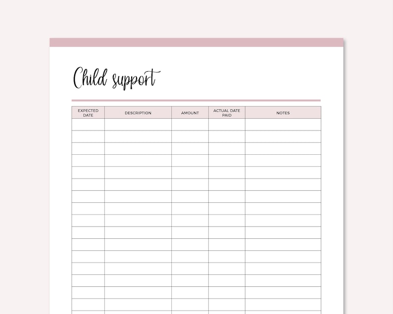 Printable Child Support Payment Tracker, Child Custody Pay Tracking ...