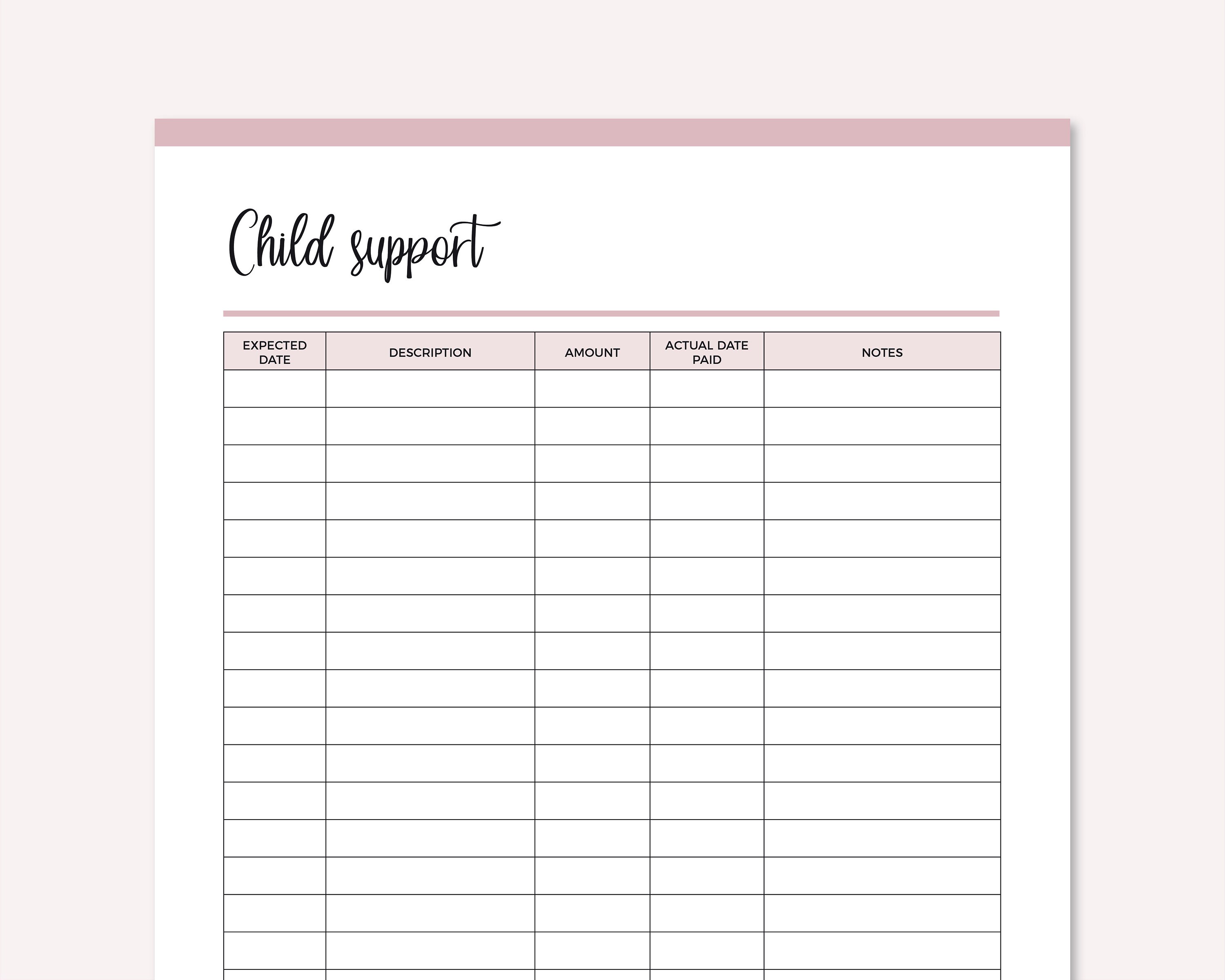 Printable Child Support Payment Tracker Child Custody Pay - Etsy