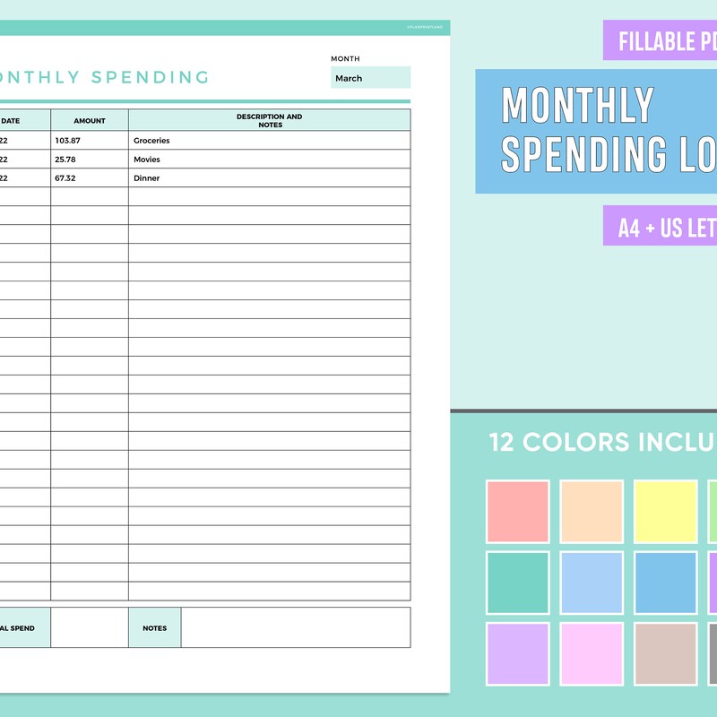Spending Tracker Digital - Etsy