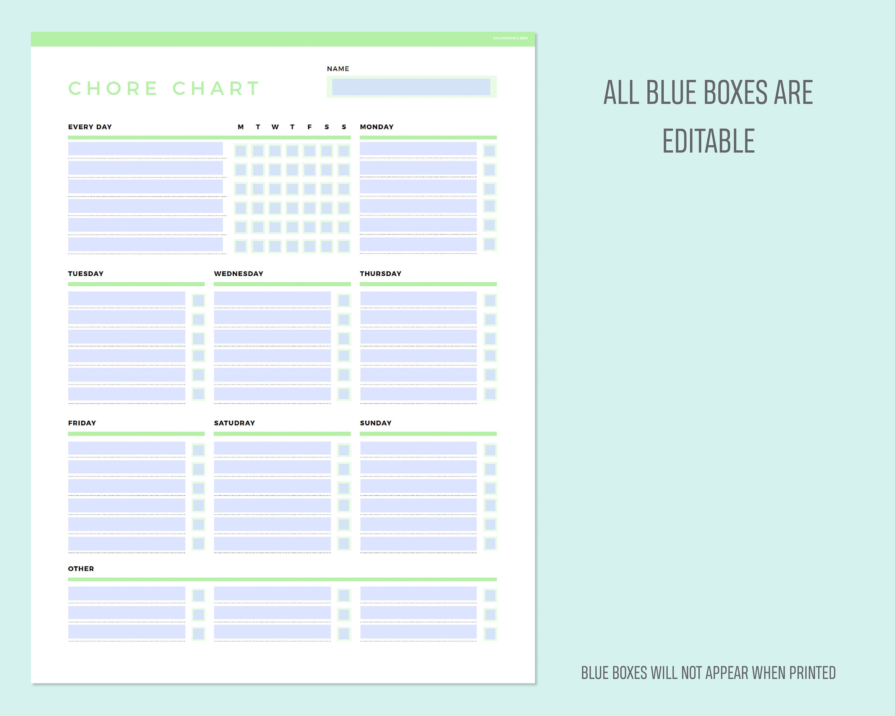 Editable Chore Chart Printable, Chore Chart for Kids, Family Chore ...