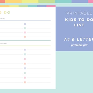 Printable to Do List for Kids, Rainbow Task Checklist for Childrens ...
