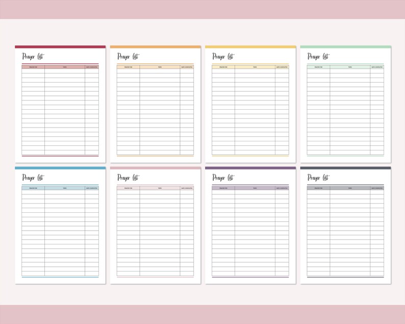 Printable Prayer List, Print at Home Prayer Journal Planner Insert ...