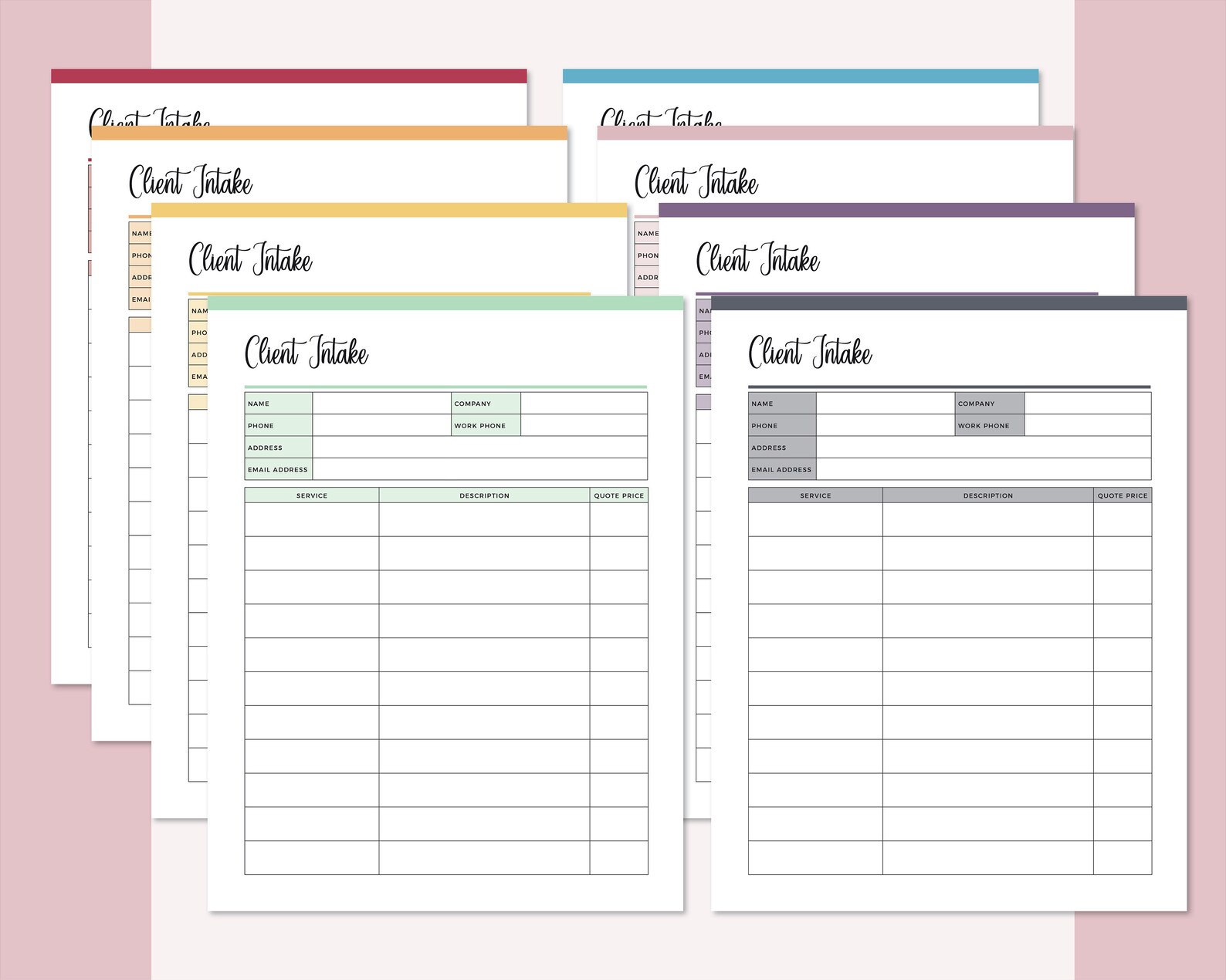 Printable Client Intake Form, Client Service List, Client Services ...
