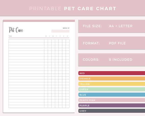 Printable Pet Health Charts