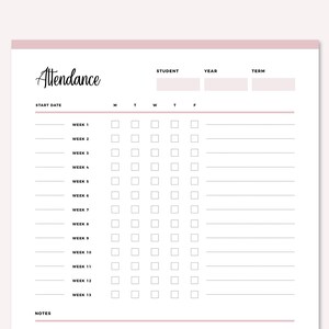 Daily Attendance Sheet Printable, Homeschool Attendance Tracker, Home ...