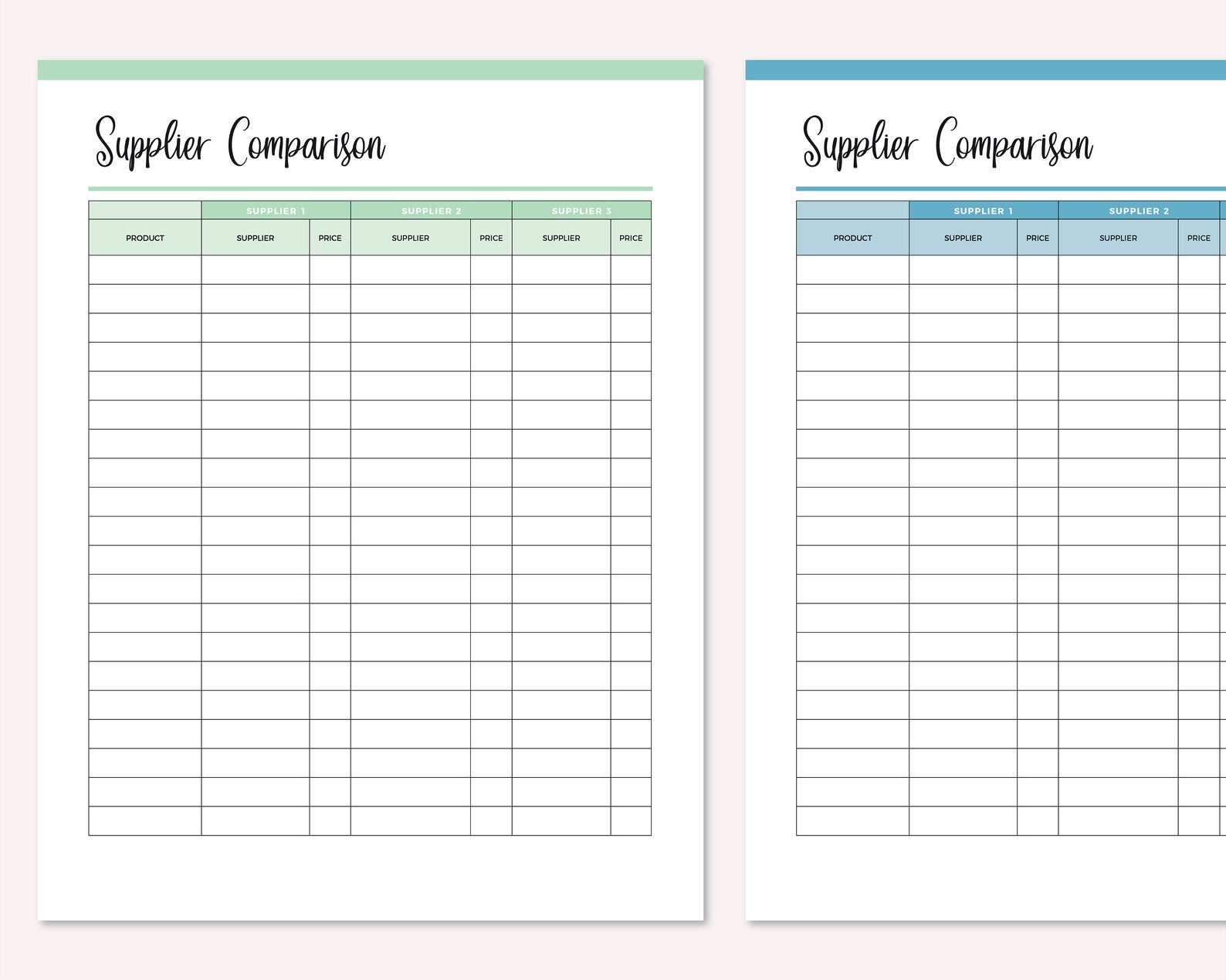Printable Supplier Comparison Sheet Compare Suppliers for - Etsy Canada
