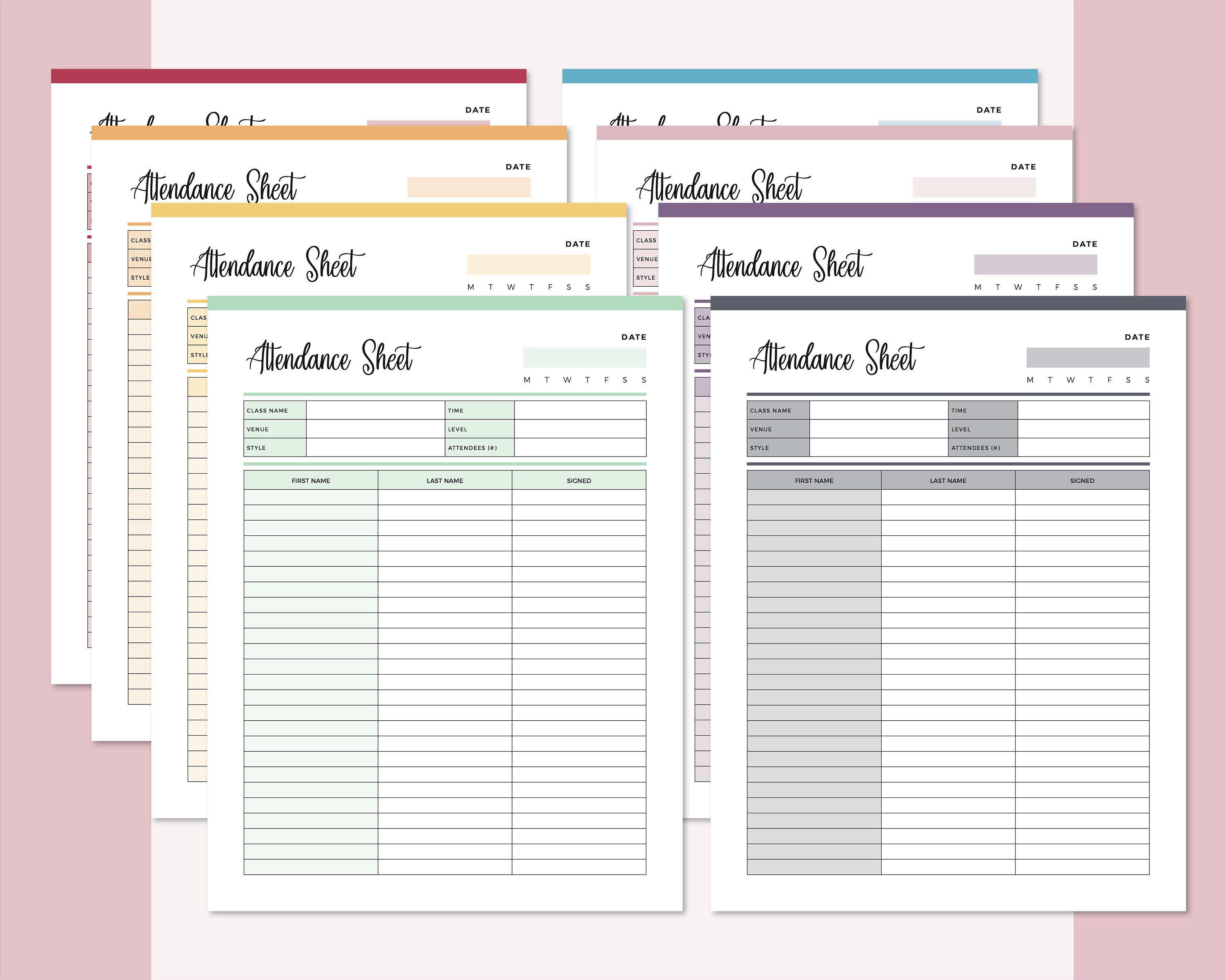 Printable Fitness Class Attendance Sheet Sign off Sheet Yoga - Etsy Ireland