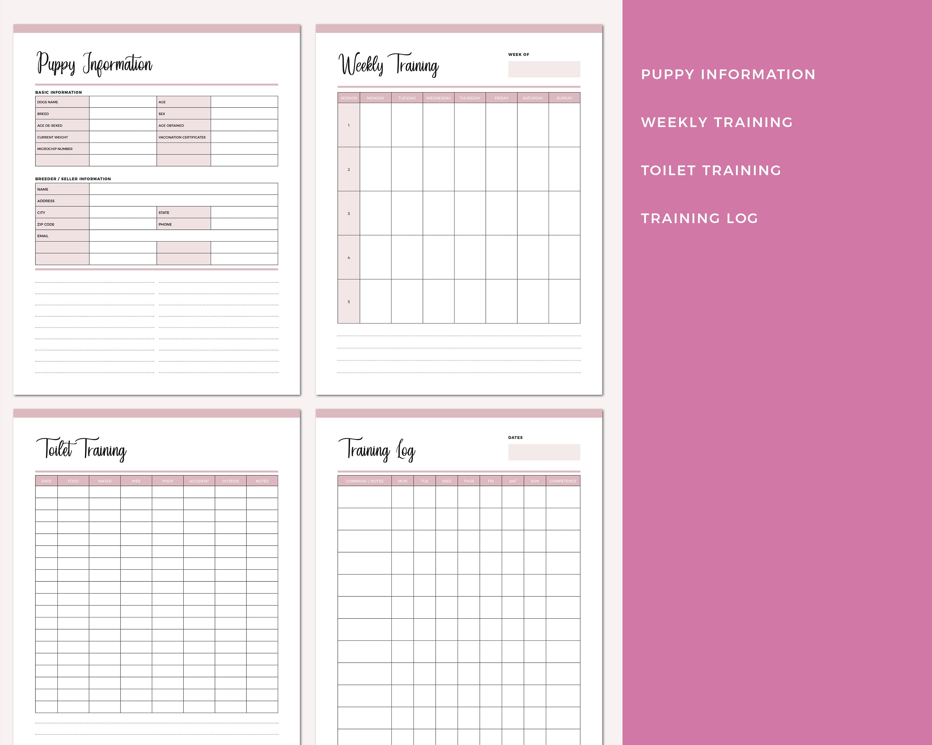 Printable Dog Training Planner Puppy Training Planner - Etsy