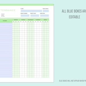 Editable Attendance Sheet Printable, School Attendance Log, Attendance ...