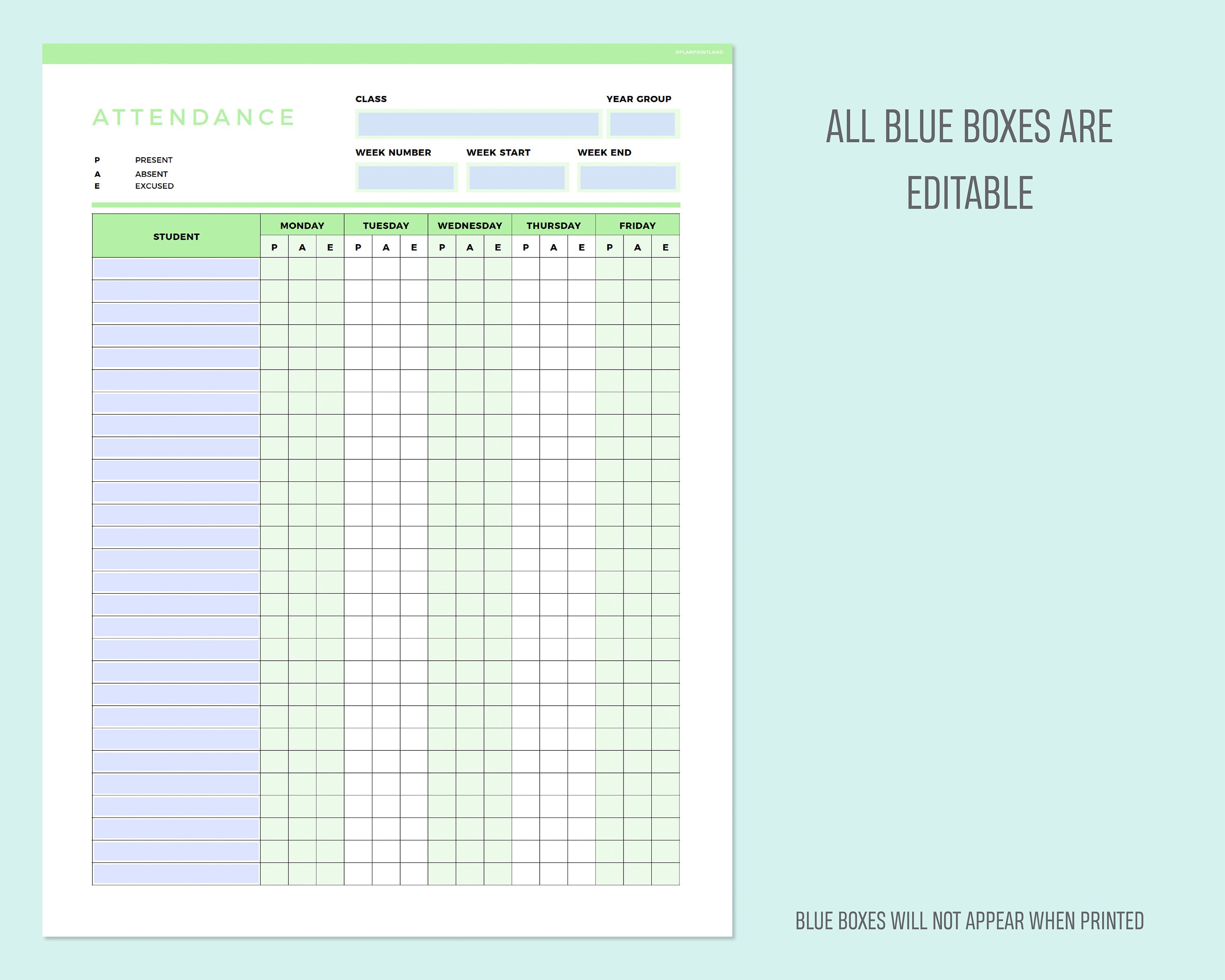 Editable Attendance Sheet Printable School Attendance Log - Etsy Ireland
