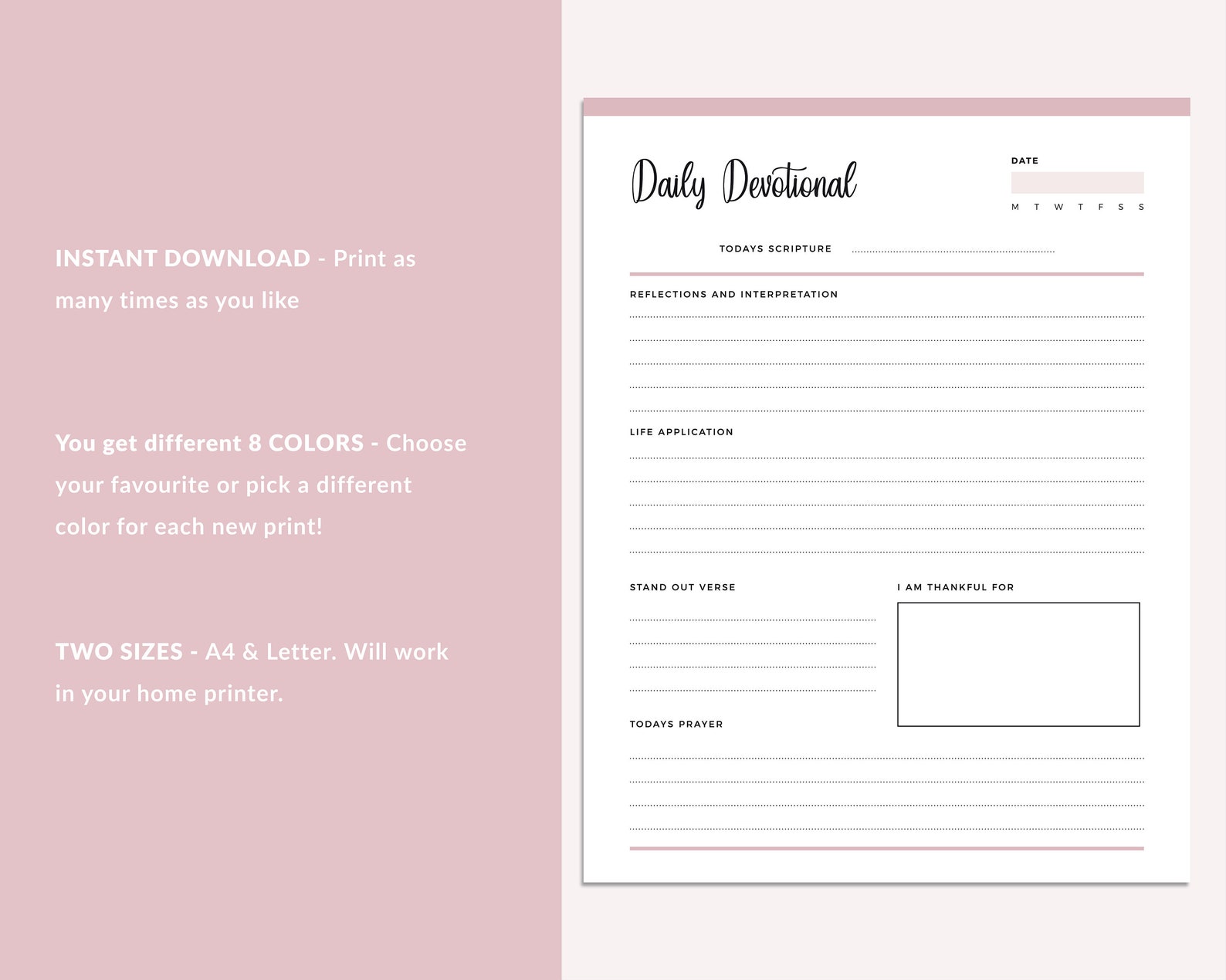 Printable Daily Devotional Scripture Study Bible Reading - Etsy